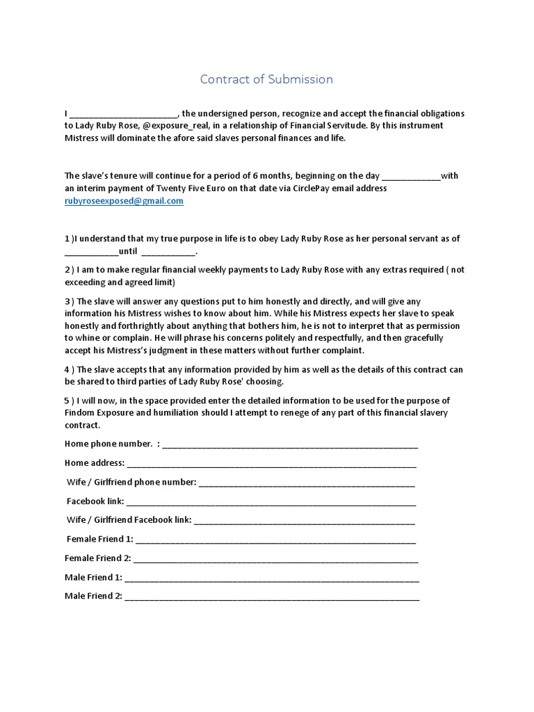 Contract of Submission | PDF | Slavery | Social Institutions