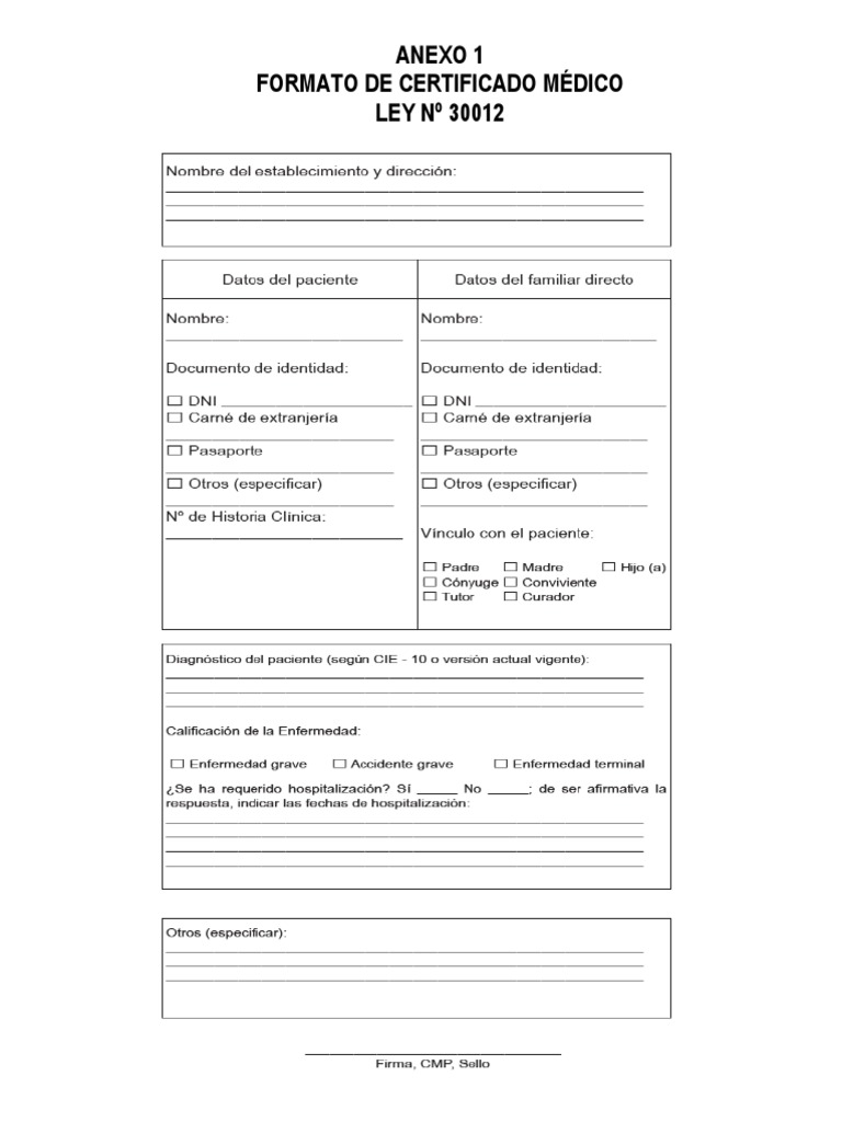Formato de Certificado Medico