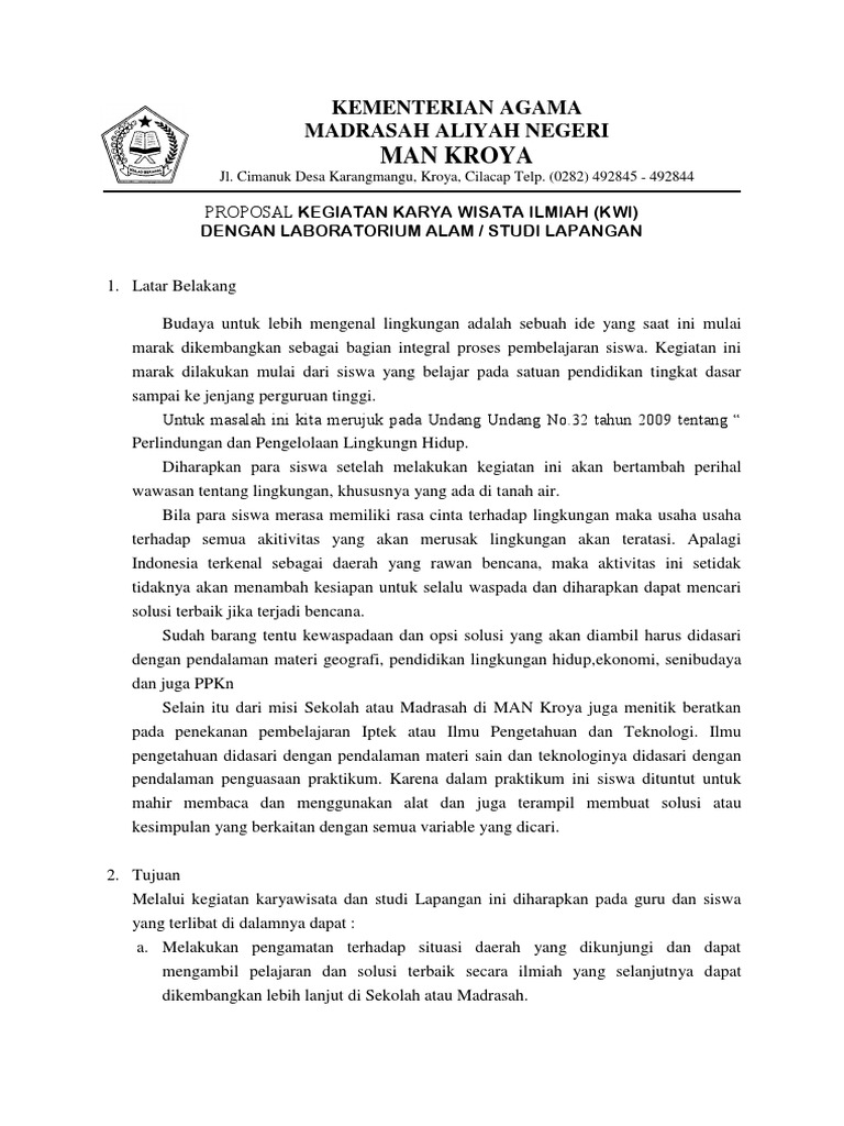 Proposal Studi Lapangan Dan Wisata | PDF