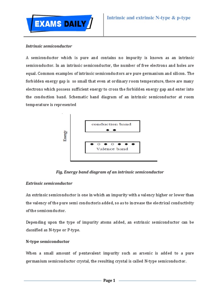 Intrinsic and Extrinsic N Type P Type | PDF | Semiconductors | Solid State Engineering