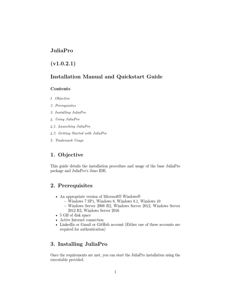 Julia Pro Quick Start Guide Windows | PDF | Installation (Computer ...