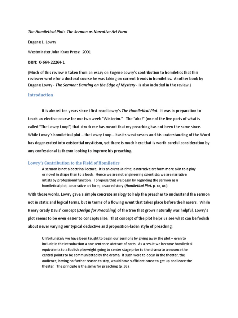 Book Review Homiletical Plot The Lowry | PDF | Homiletics | Sermon