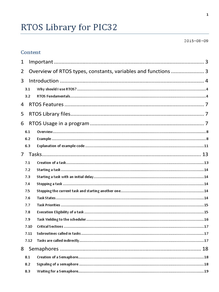 RTOS Library For PIC32: Content | PDF | Subroutine | Scheduling (Computing)