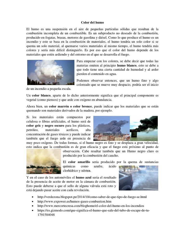 Colores del Humo y su Significado | PDF | Fumar | Combustión