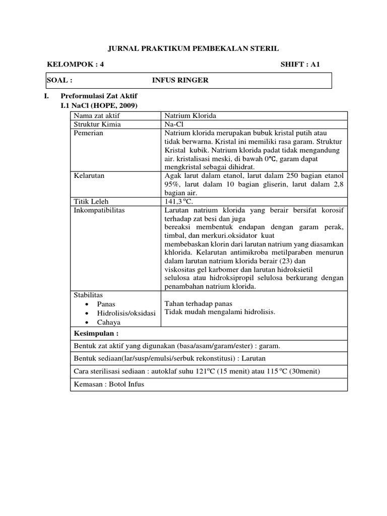 Jurnal Infus Ringer | PDF