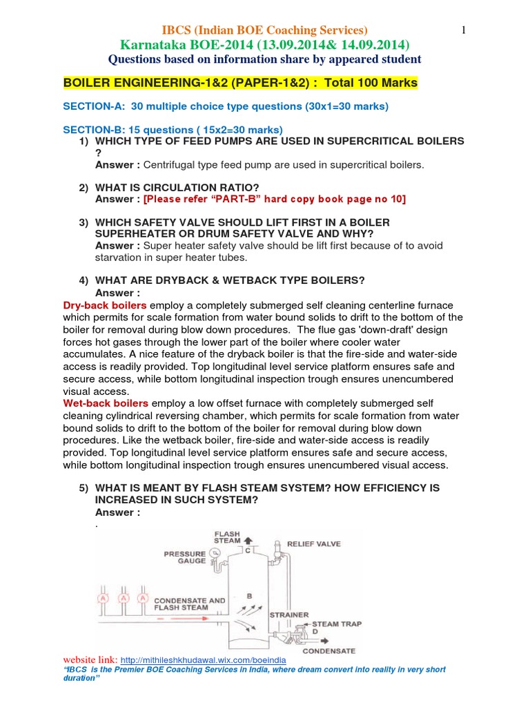 2014 Karnataka BOE Papers Solution | PDF | Boiler | Steam