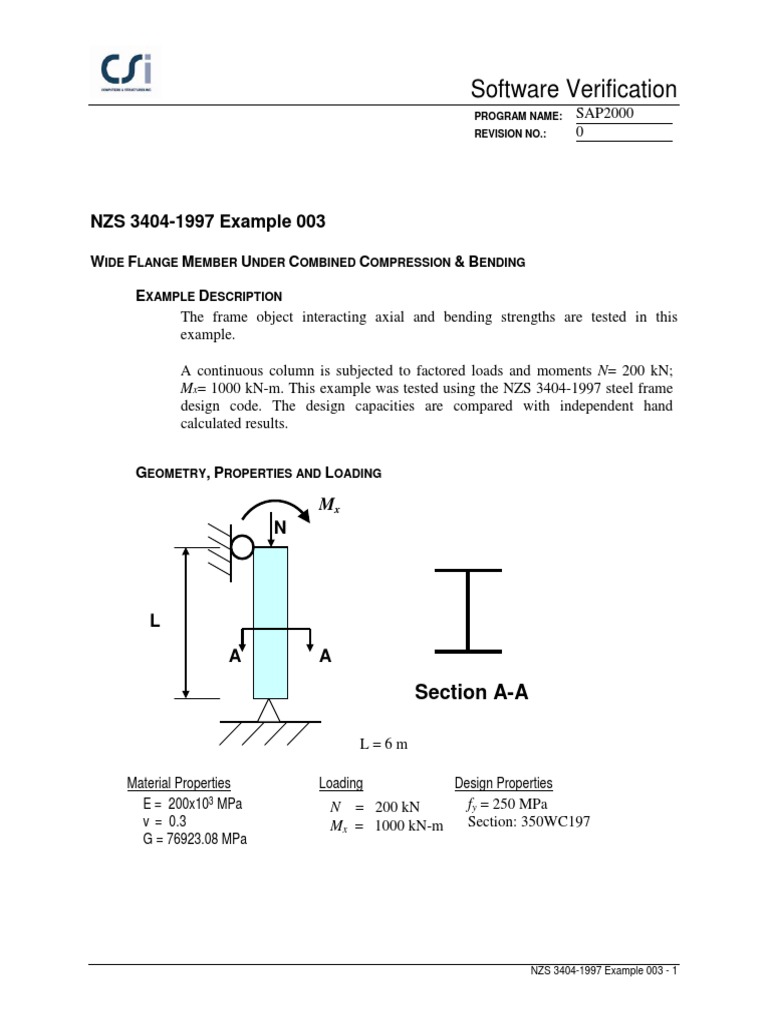 NZS 3404-1997 Example 003 PDF | PDF | Bending | Engineering
