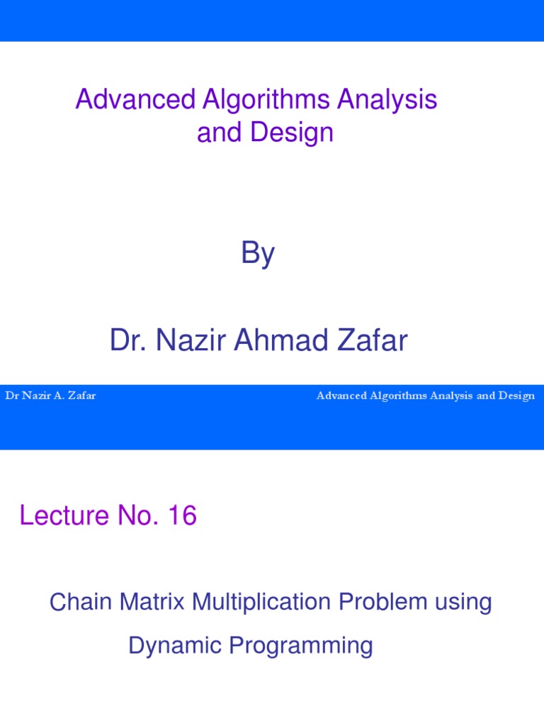 DR Nazir A. Zafar Advanced Algorithms Analysis and Design | PDF ...