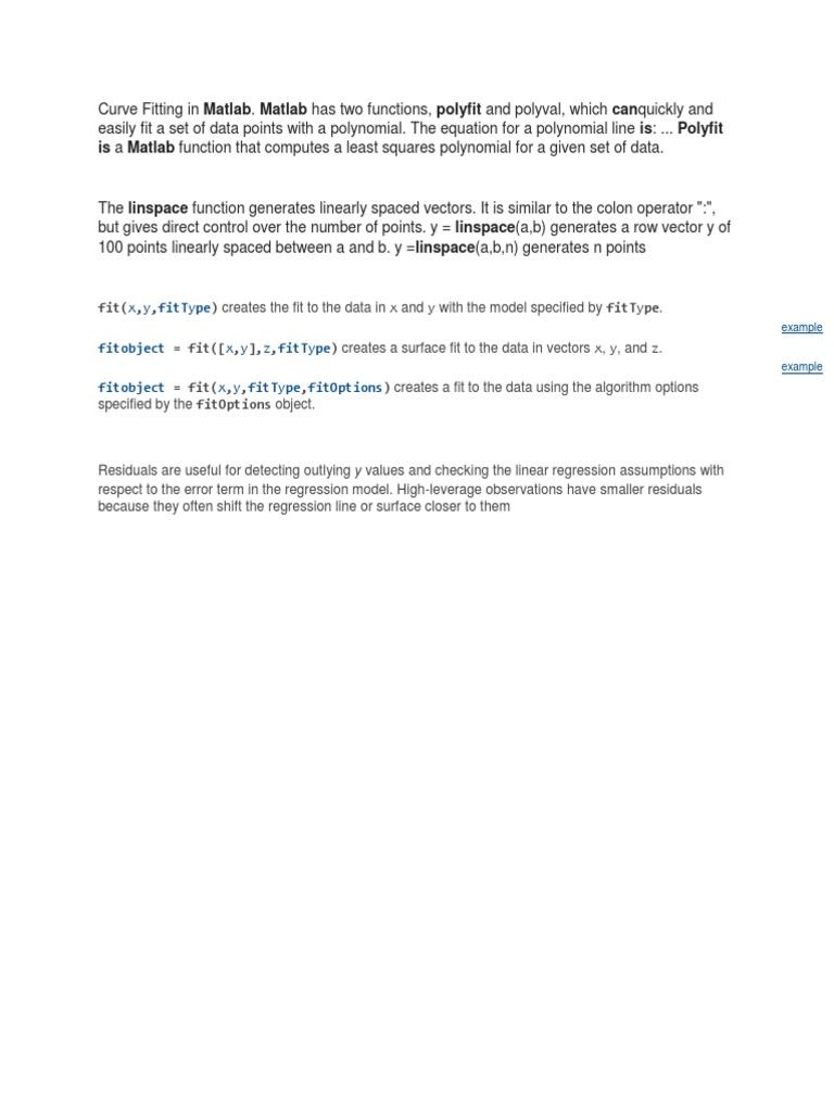 Polynomial Curve Fitting in Matlab | PDF | Teaching Methods & Materials ...