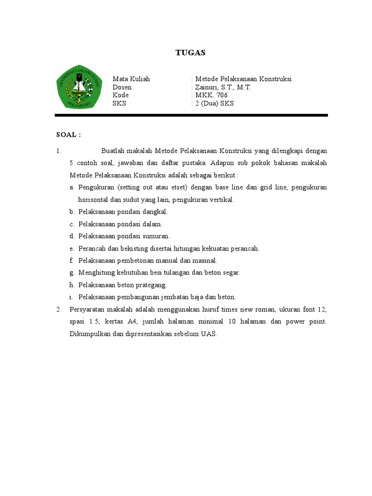 Soal Tugas Besar MPK | PDF