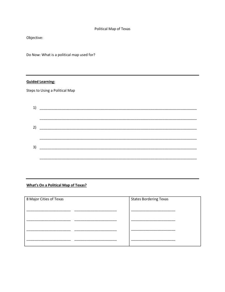 Political Map of Texas Guided Notes | PDF