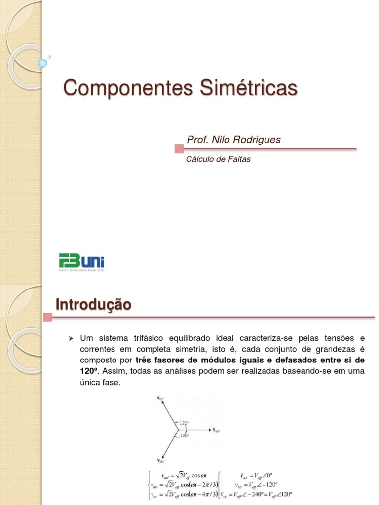 Aula 04 - Componentes Simétricas.pdf | Transformador | Impedância Elétrica