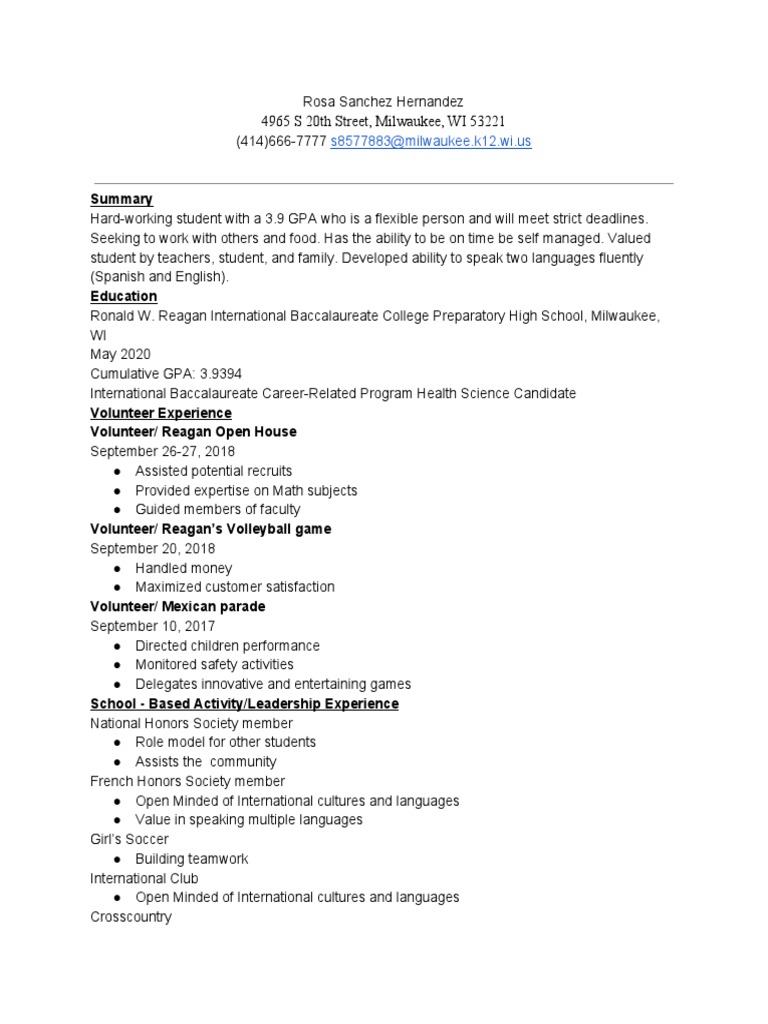 The One and Only Rosas Resume | PDF