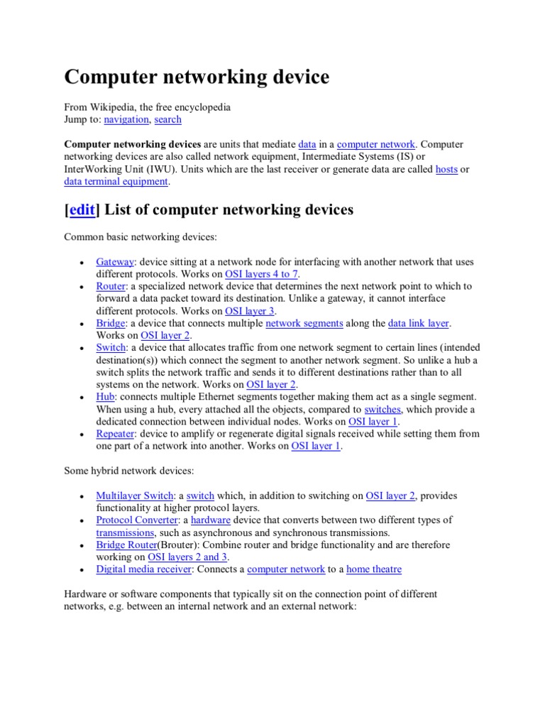 Intermediate Network Devices Overview | PDF | Science & Mathematics ...