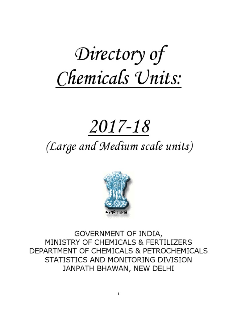 Directory of Chemical Units (Large and Medium Scale Units) - 2017-18 | PDF
