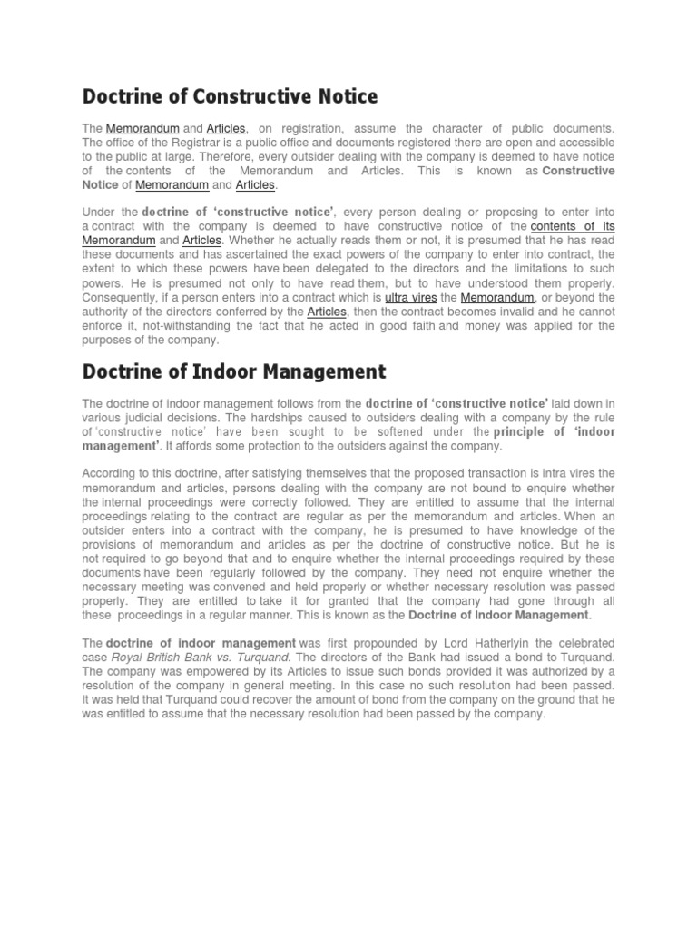 Constructive Notice | PDF | Business Law | Justice