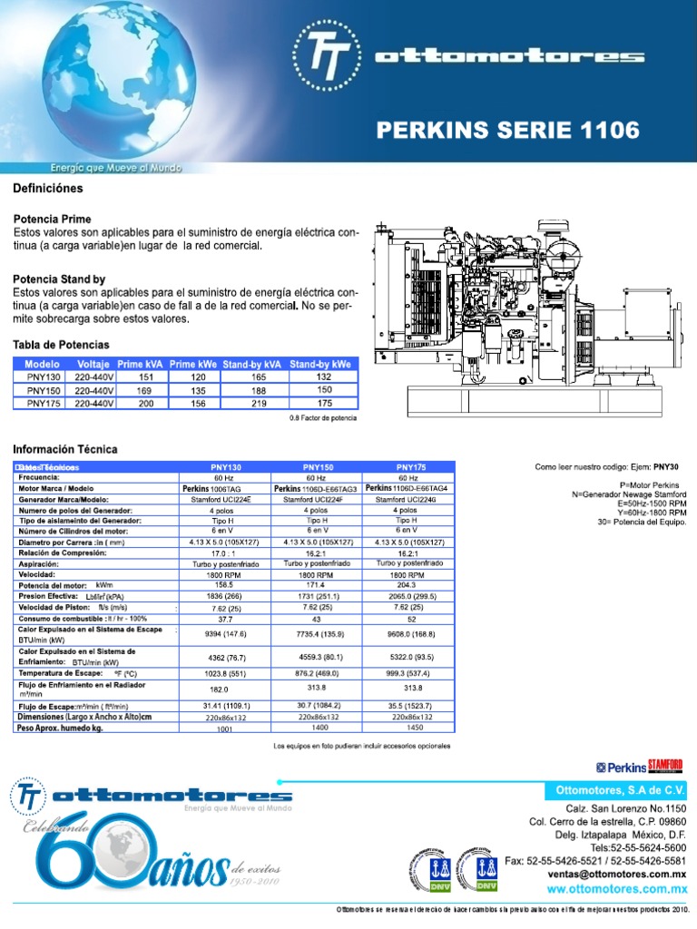 Ottomotores Perkins Caracteristicas | PDF | Rectifier | Electric Generator