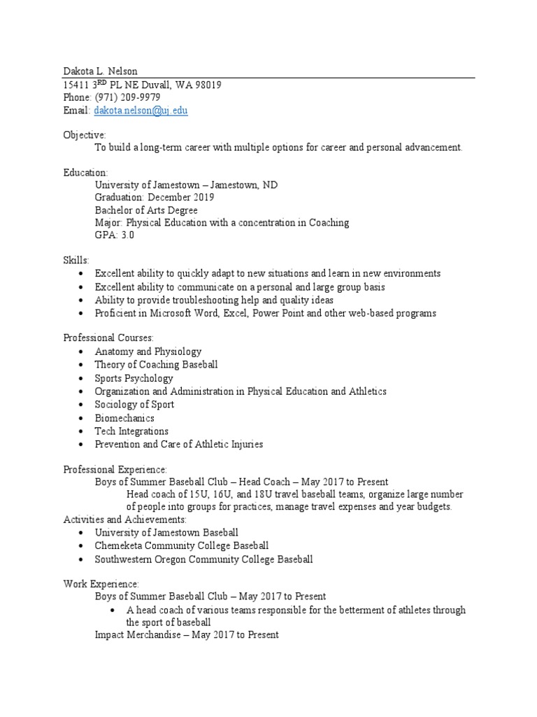 Dakota Final Resume | PDF | Behavior Modification | Cognition