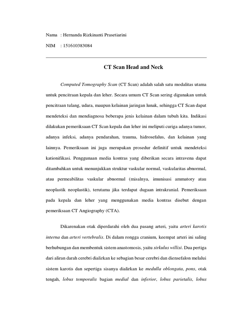 Panduan CT Scan Kepala & Leher | PDF