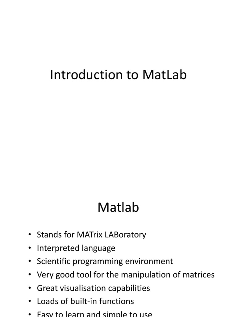 Introduction To Matlab | PDF | Matlab | Matrix (Mathematics)