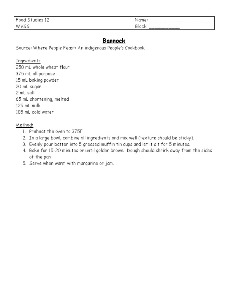 Indigenous Bannock and Pancake Recipes | PDF | Dough | Baking