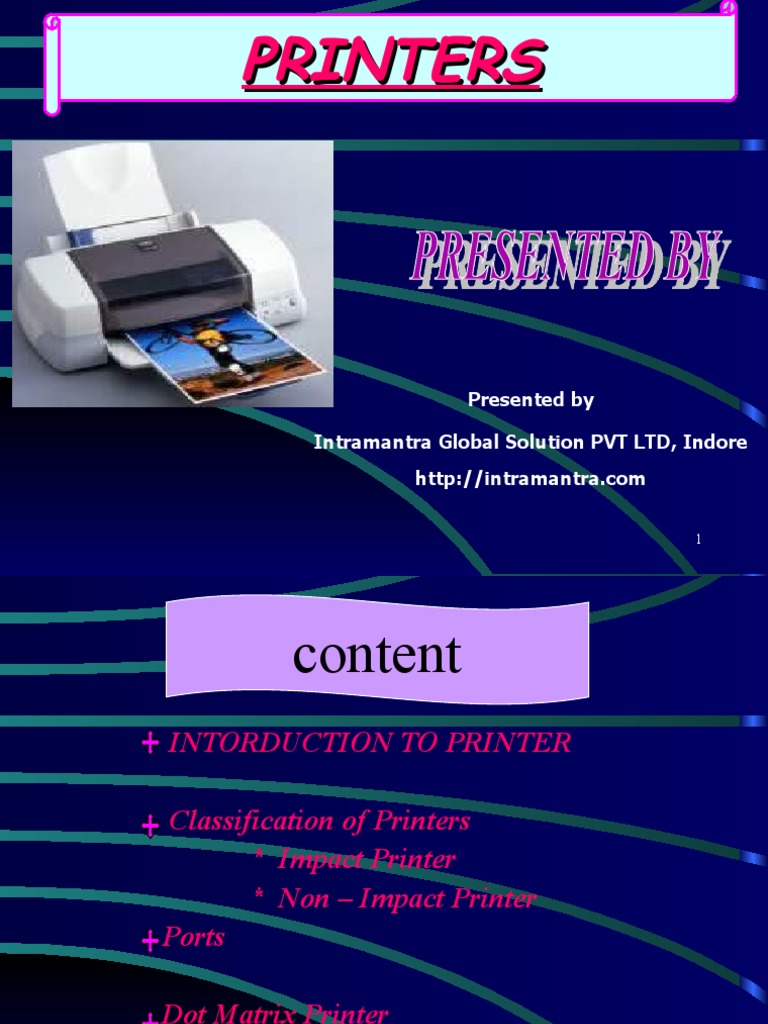 Printers: Presented by Intramantra Global Solution PVT LTD, Indore | PDF | Digital Imaging ...