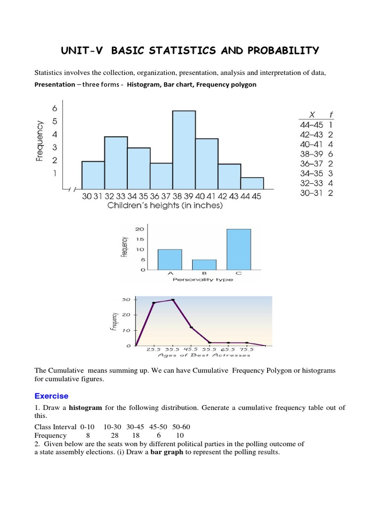 Unit-V Basic Statistics and Probability: Presentation - Three Forms ...
