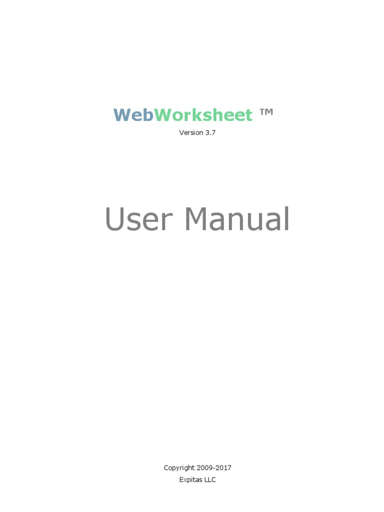 User Manual: Worksheet | PDF | Microsoft Excel | Computer File