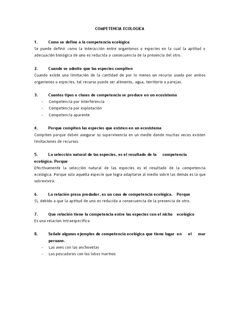Competencia Ecologica y Ecologia Trofica | PDF | Biota | Restauracion ...