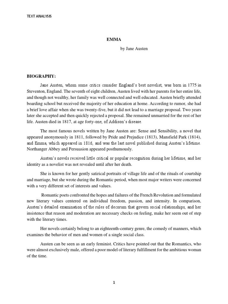 Text Analysis | PDF | Emma (Novel) | Jane Austen
