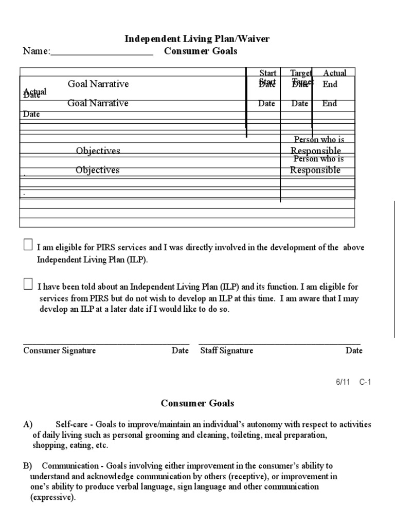 Independent Living Plan/Waiver | PDF | Communication | Behavioural Sciences