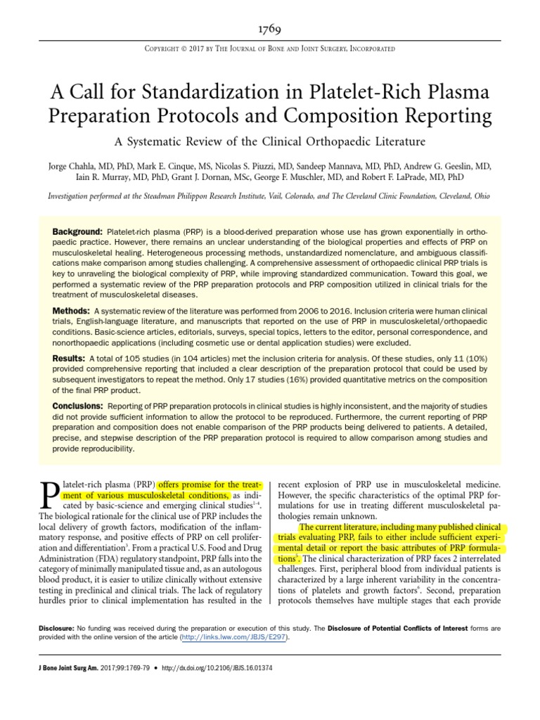 PRP Review | PDF | Platelet | Medical Specialties