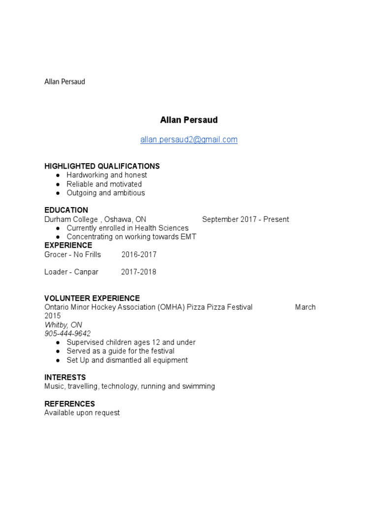 Allan Persaud: Highlighted Qualifications | PDF | Ice Hockey | Sports