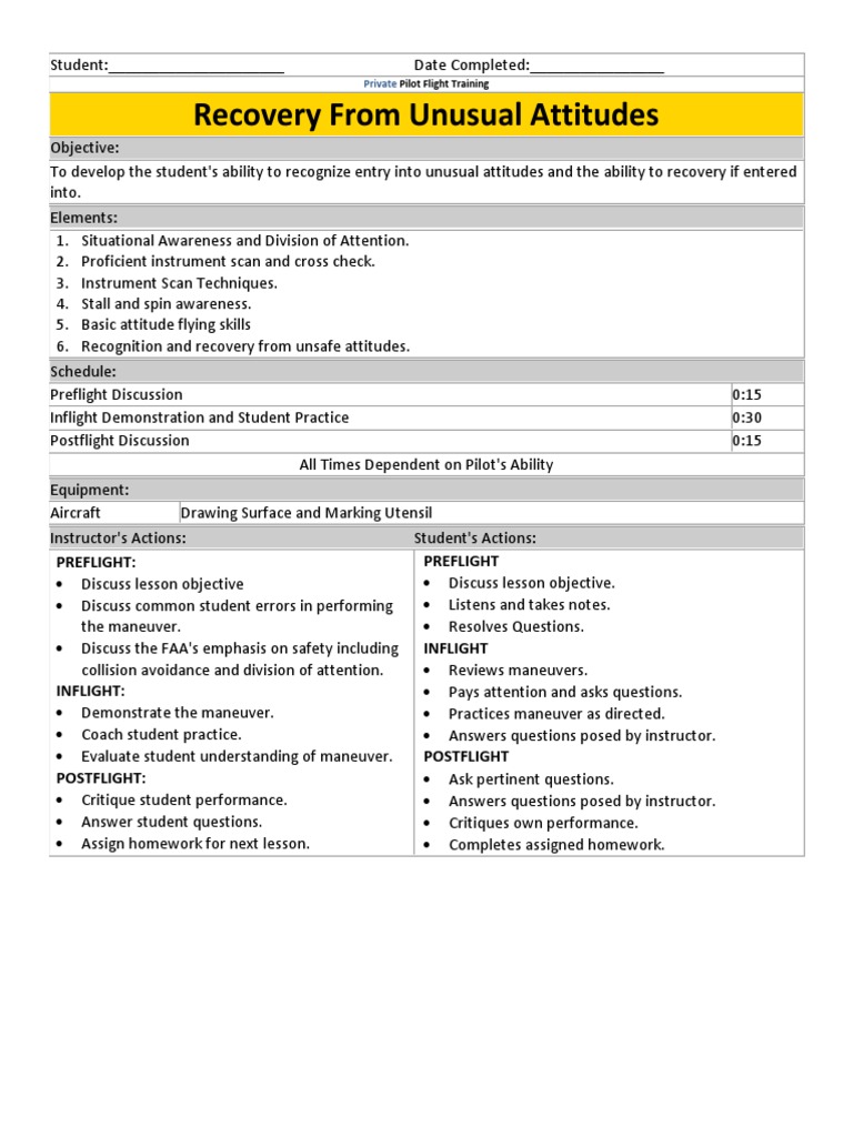 Unusual Attitude Recovery Procedures | PDF | Airspeed | Flight