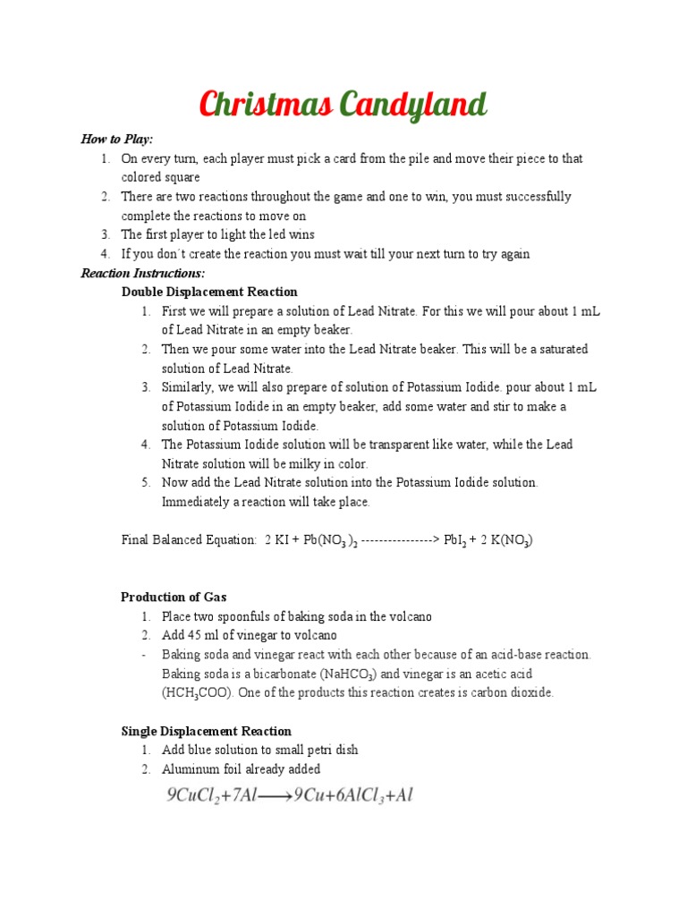 Christmas Candyland Instructions | PDF | Sodium Bicarbonate | Chemical Reactions