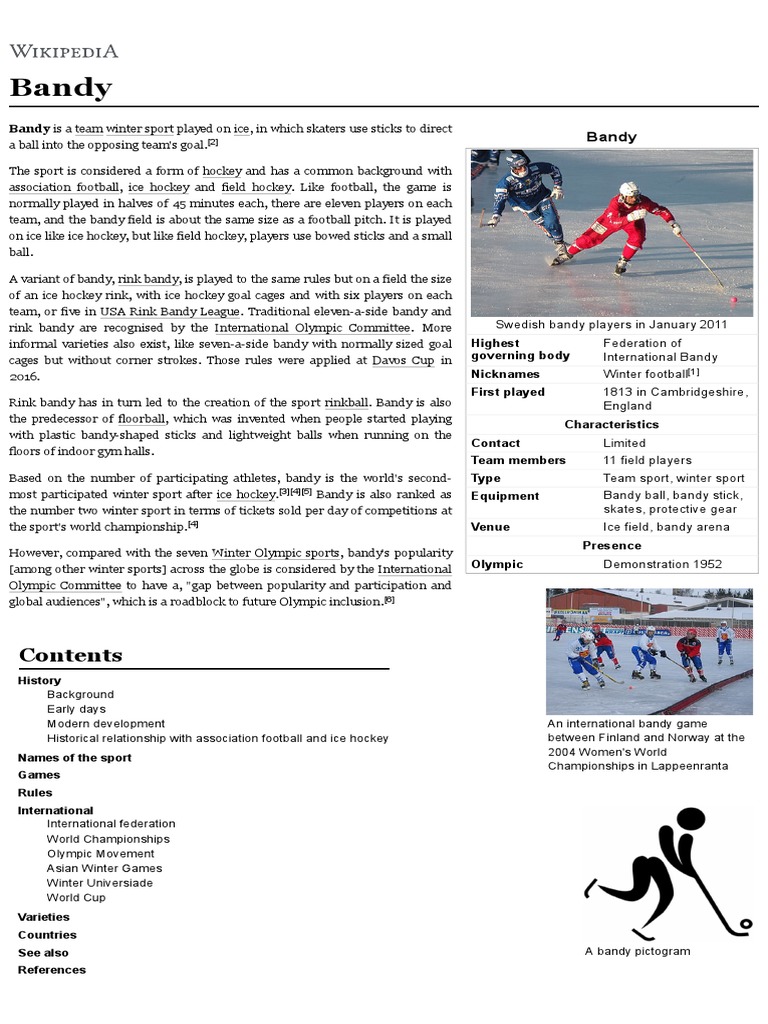 Bandy | PDF | Games Of Physical Skill | Competitive Games