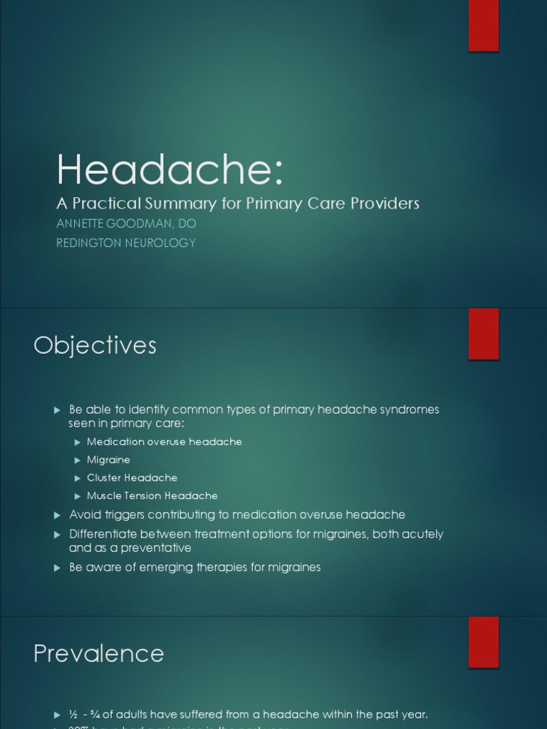 Headache:: A Practical Summary For Primary Care Providers | PDF ...