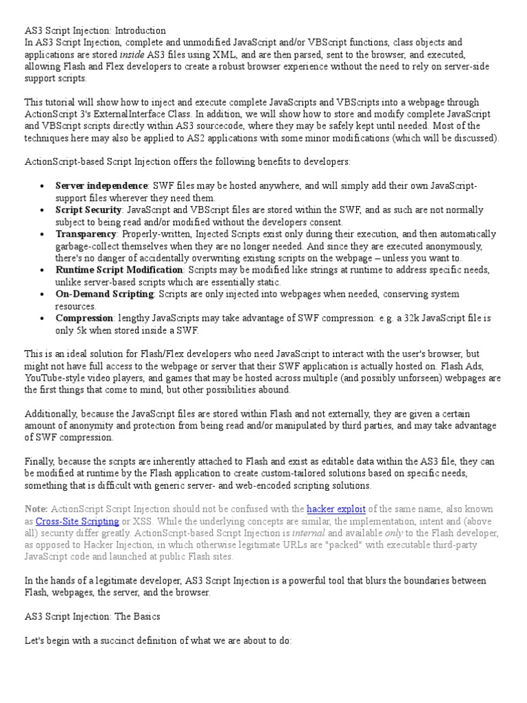AS3 Script Injection | PDF | Action Script | Java Script