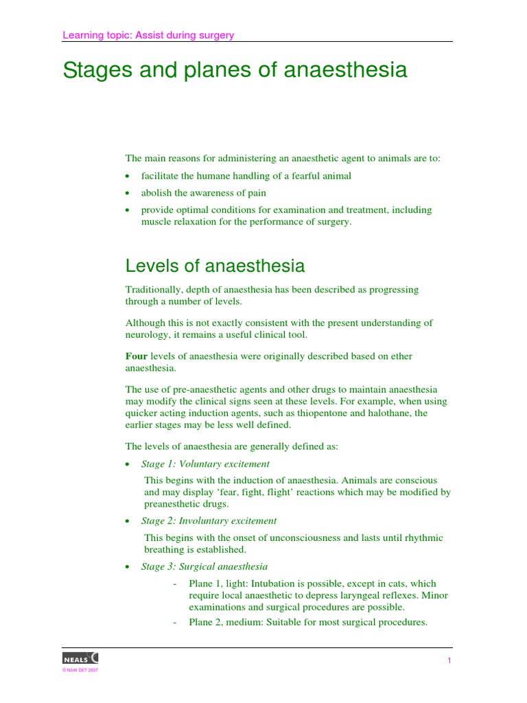 5324 Planes of Anaesthesia | PDF | Anesthesia | Surgery