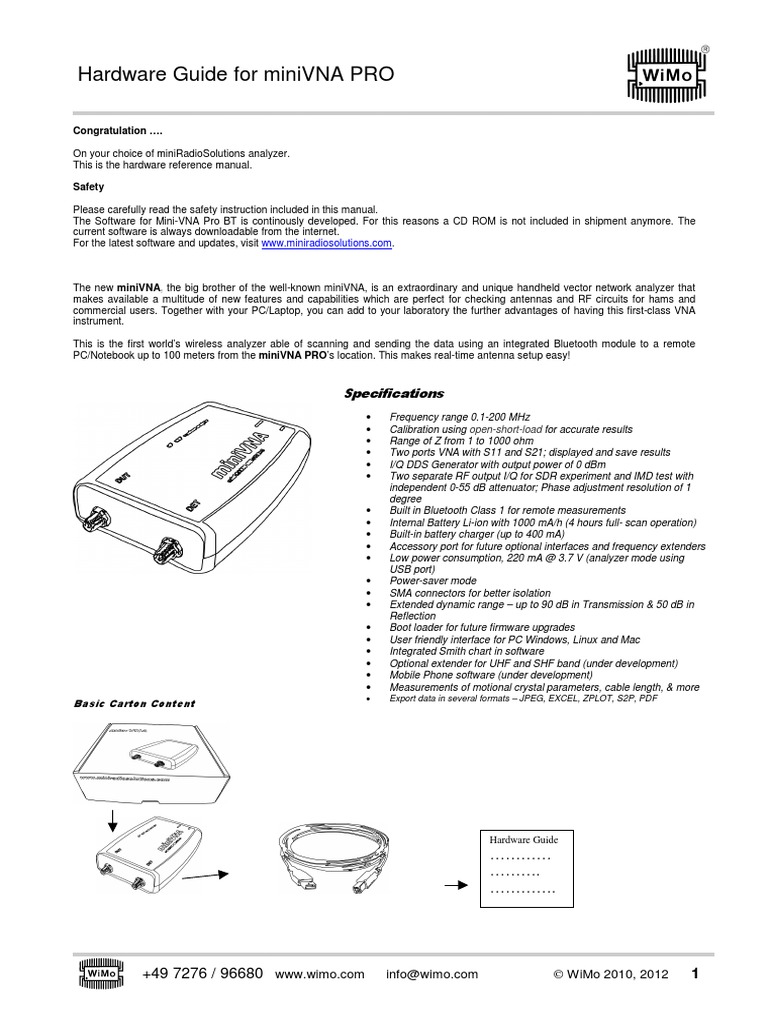 miniVNA PRO Hardware Guide | PDF | Usb | Waste Management