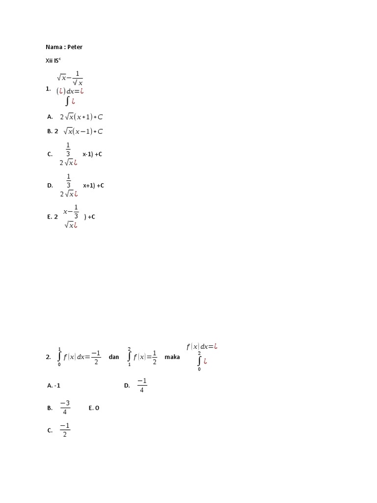 Calculus Integration Problems and Solutions | PDF