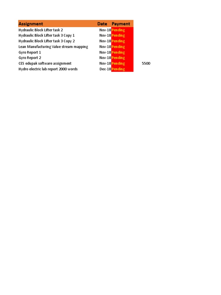Assignment Date Payment: Pending Pending Pending Pending Pending Pending Pending Pending | PDF