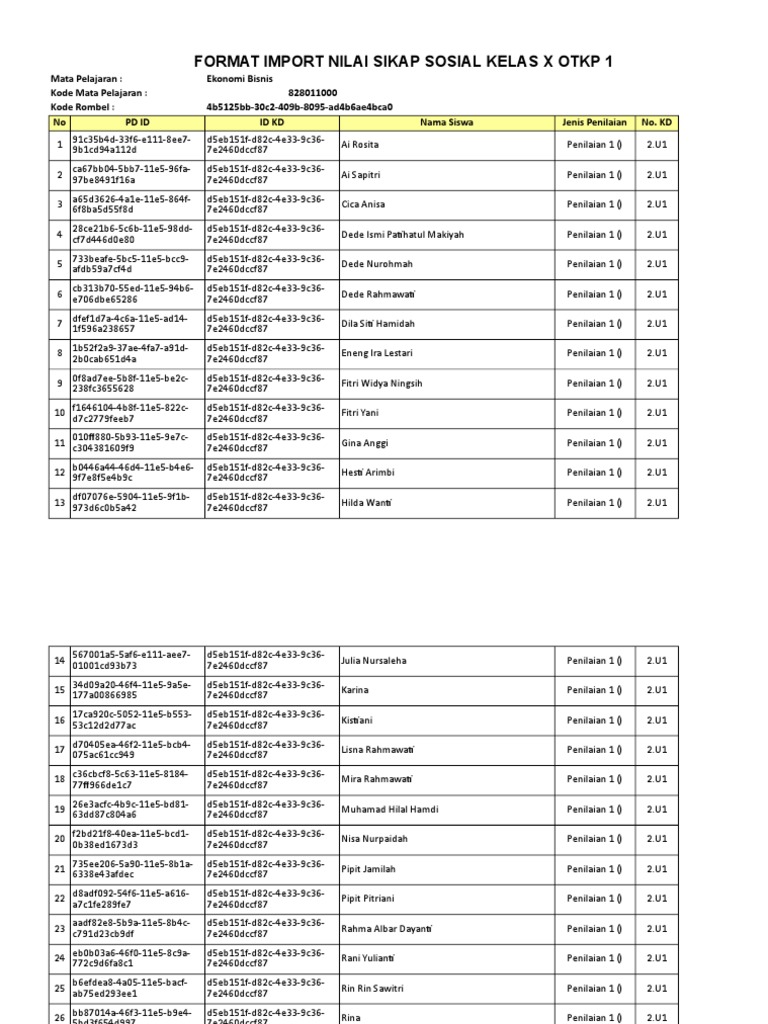 F - Sikap - Sosial - $mapel (X OTKP 1) | PDF