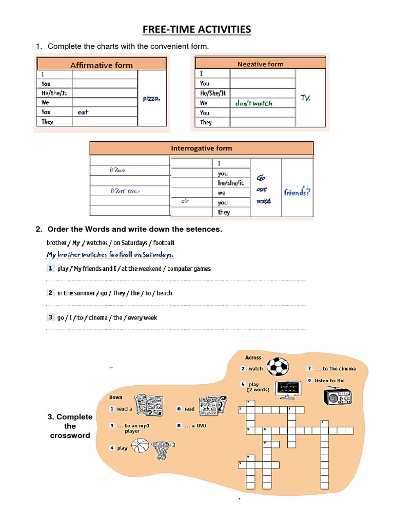 Worksheet Free Time Activities | PDF | Language Arts & Discipline
