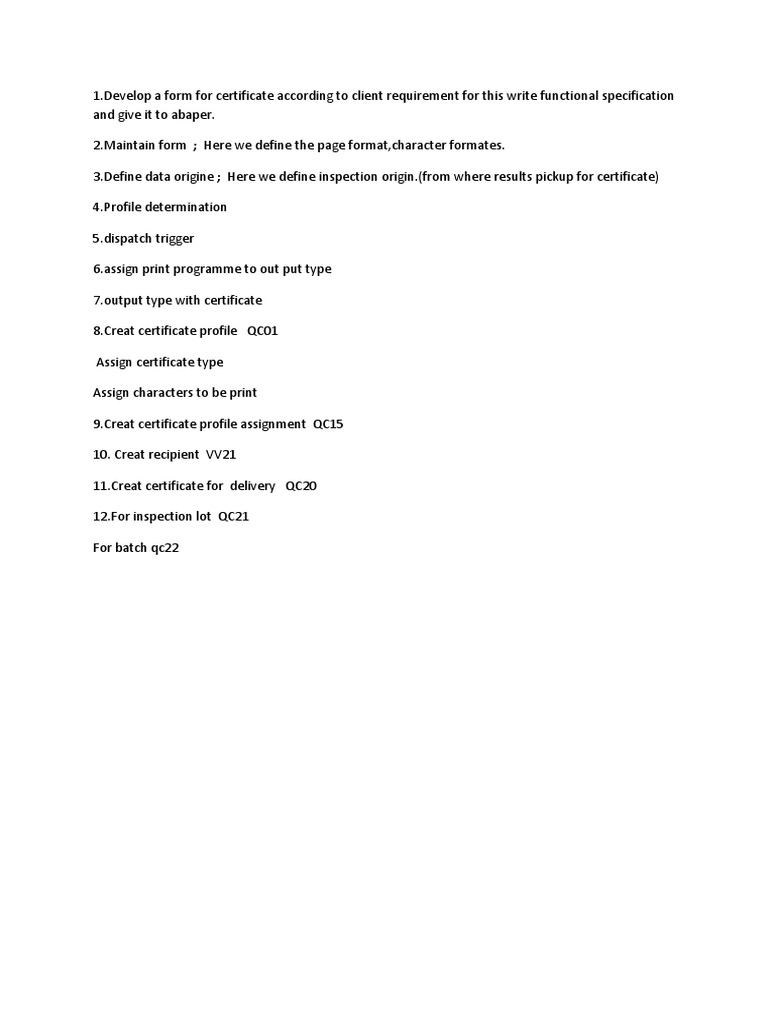 Guidelines For Creating A QM Certificate For Delivery in Product ...