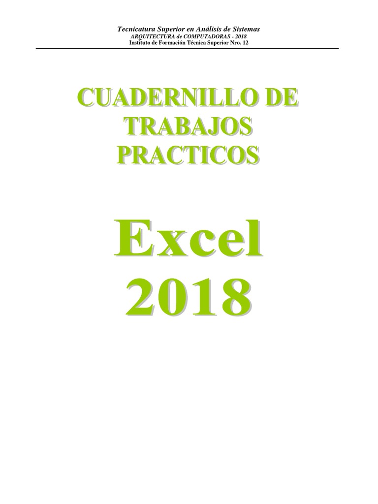 06 - Cuadernillo Ejercicios Excel - 2018 PDF | PDF | Microsoft Excel | Fórmula