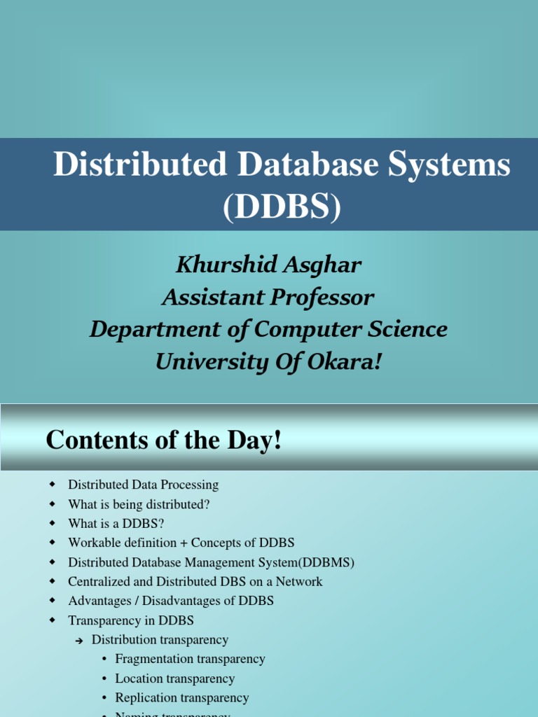 Distributed Database Systems (DDBS) | PDF | Replication (Computing) | Databases