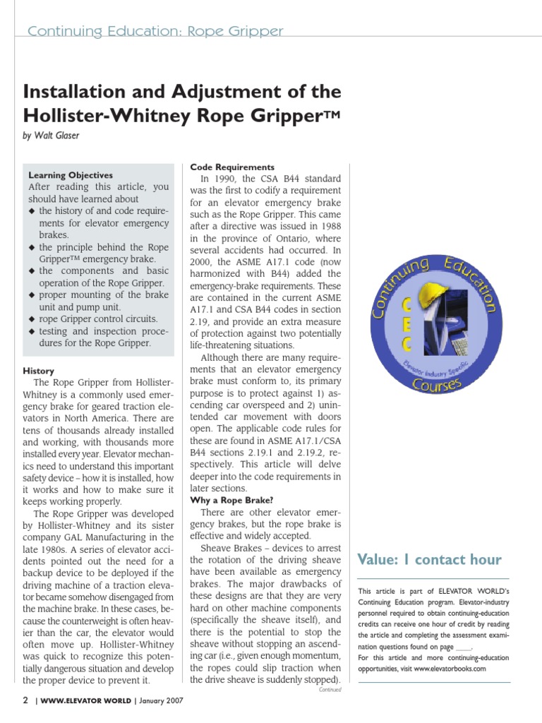 Rope Gripper | PDF | Elevator | Brake