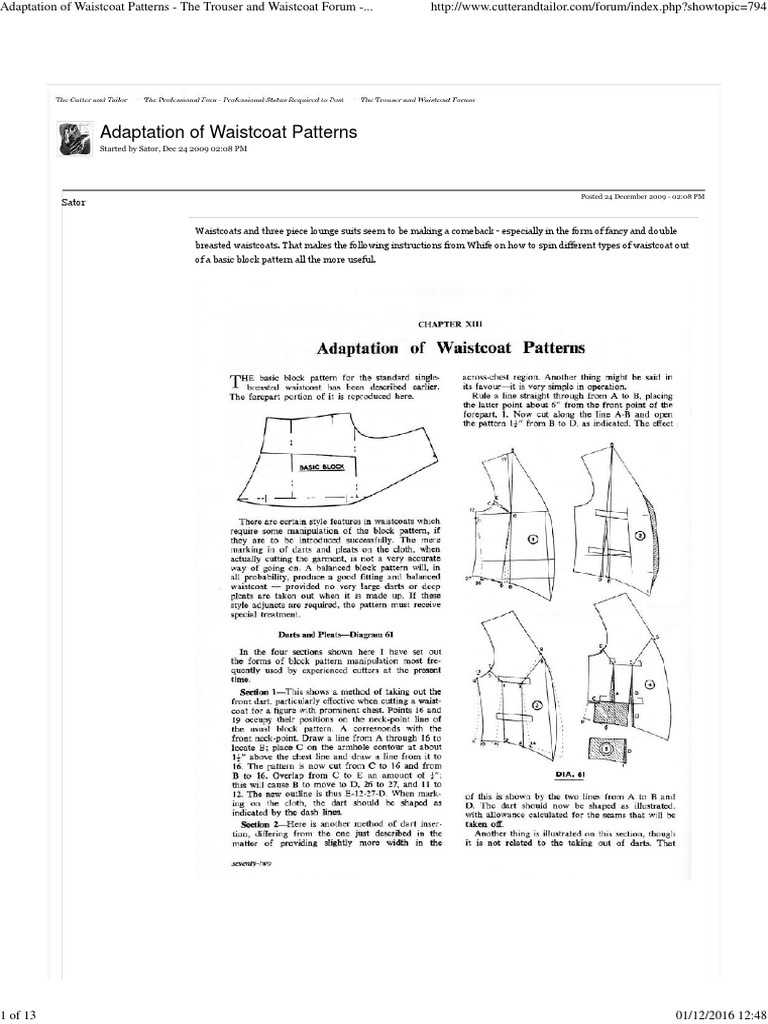 Adaptation of Waistcoat Patterns | PDF | Dress Codes | Consumer Goods