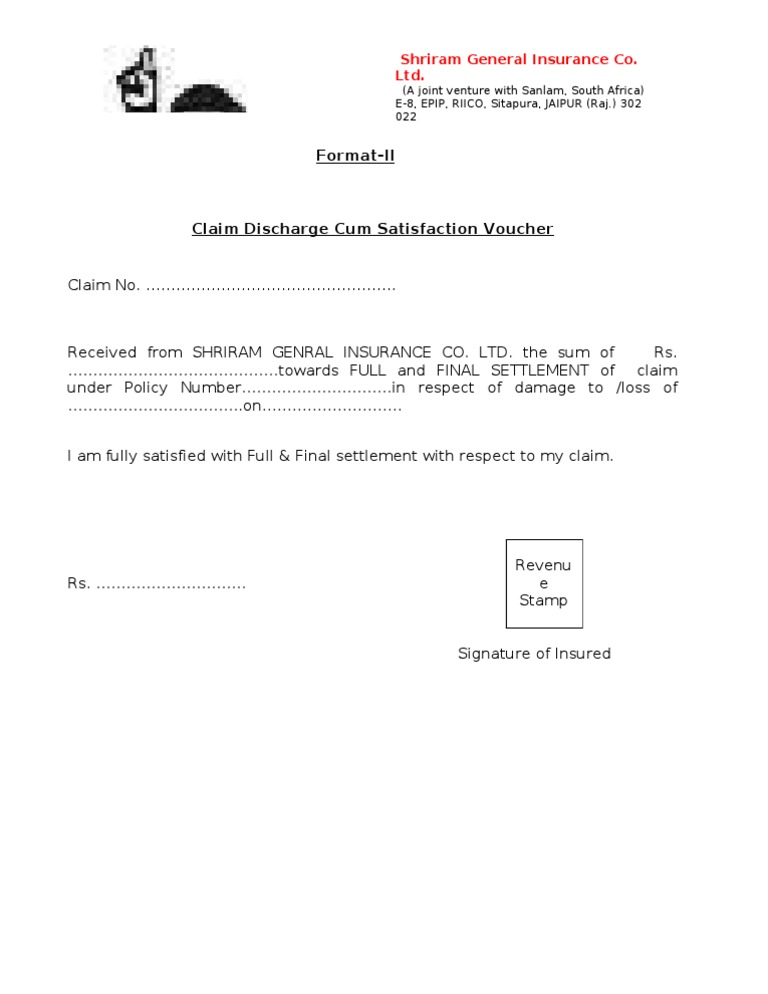Claim Discharge Voucher | PDF | Financial Services | Corporate Law